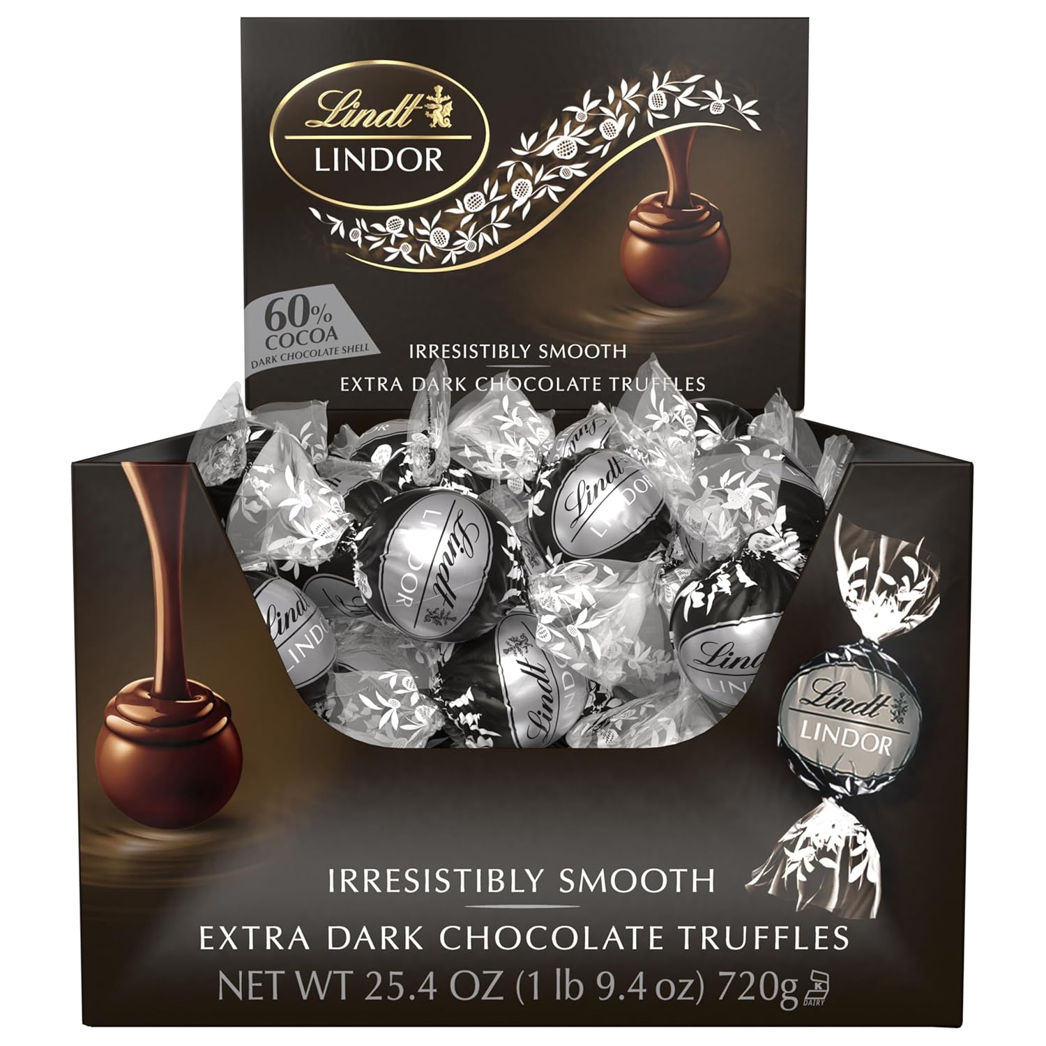 Lindt LINDOR 60% Dark Chocolate Truffles, Dark Chocolate Candy with ...